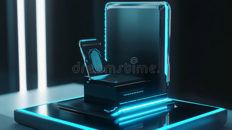 Futuristic Digital Fingerprint Scanning Interface on a Sleek High Tech ...