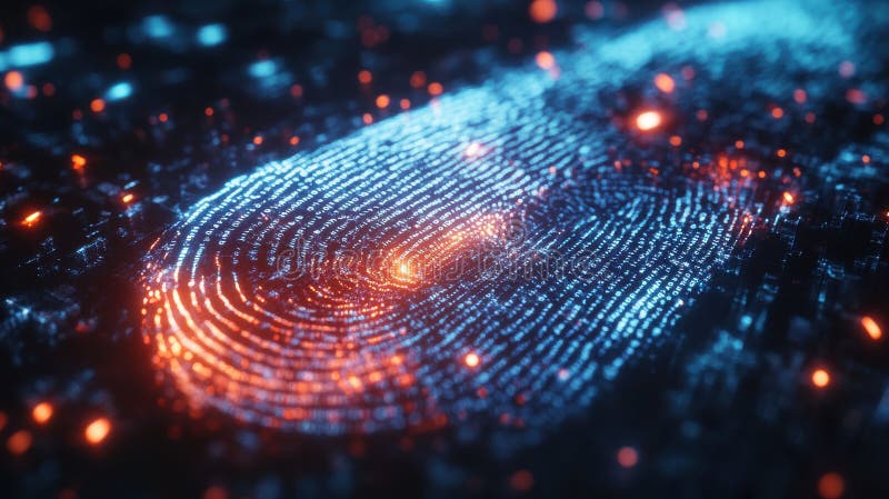 Futuristic Digital Fingerprint Technology Background for Security ...