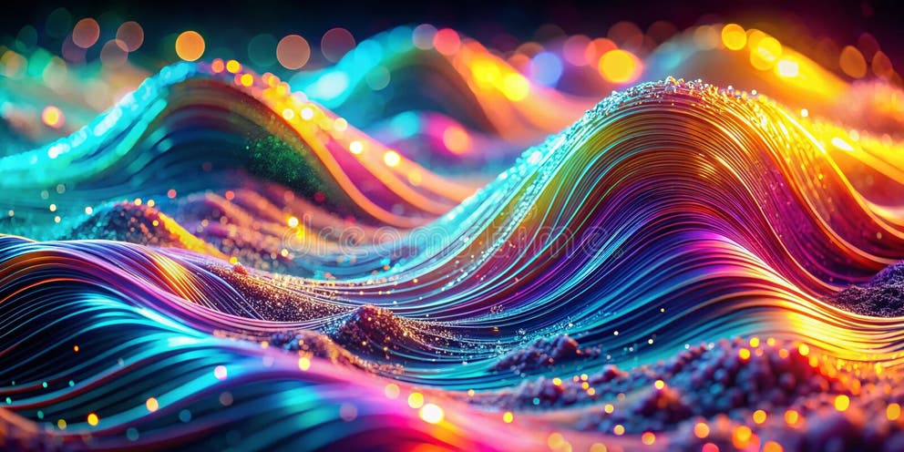 Futuristic Digital Flow Abstract Cyber Wave Pattern TiltShift Image for Creative Design Projects ...