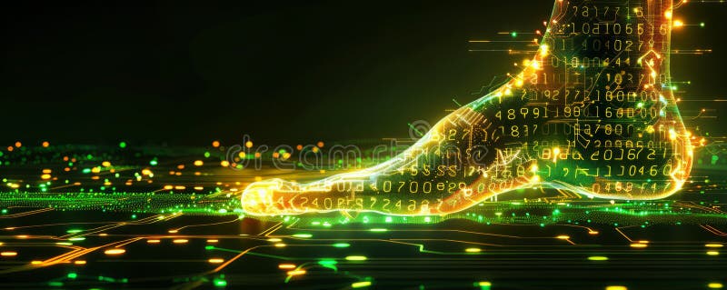 Futuristic Digital Footprint Illuminated Binary Data Representation in ...