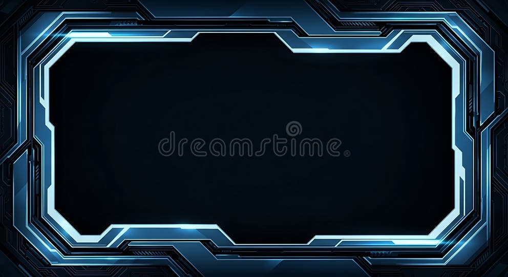 Futuristic Digital Frame with a Rectangular Shape Featuring Metallic ...