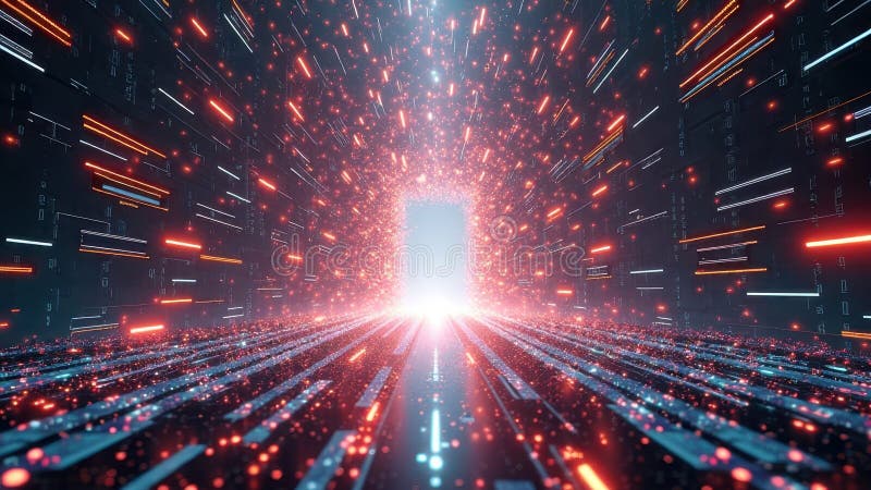 Futuristic Digital Gateway with Glowing Neon Lights in a Sci-fi Cyber ...