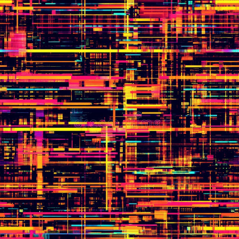 A Futuristic Digital Glitch Line Pattern, Where Distorted, Pixelated ...
