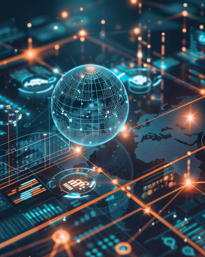Futuristic Digital Global Network Representation with Glowing ... Futuristic Digital Global Network Representation with Glowing ...