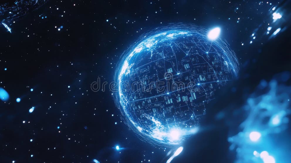 Futuristic Digital Globe and Cybersecurity in Space Theme GIS Day Stock ...