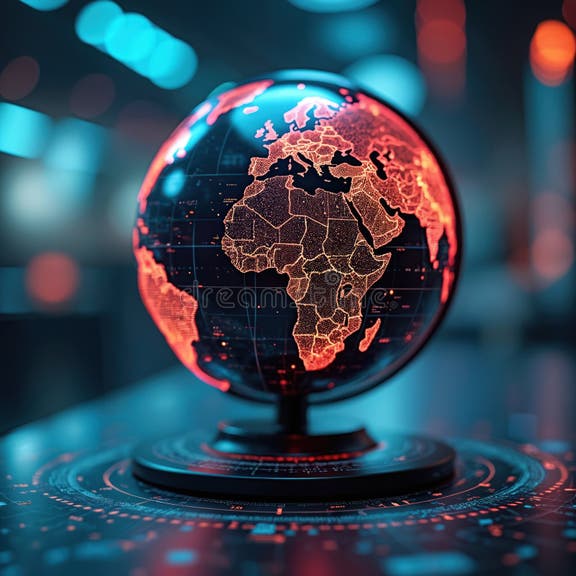 Futuristic Digital Globe Displays Intricate Data Visualizations in High ...