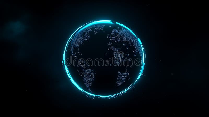 Futuristic Digital Globe with Glowing Blue Borders, Symbolizing Global ...