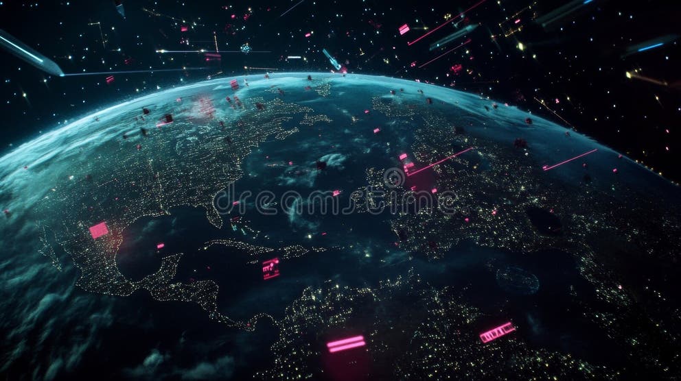 Futuristic Digital Globe Illustrating Interconnected Networks and Data ...