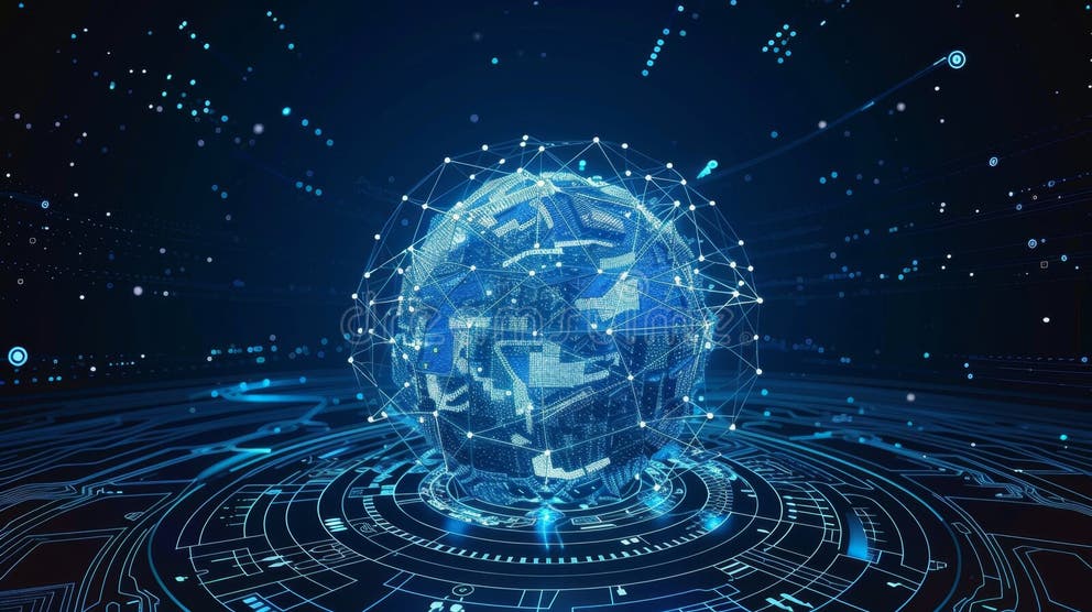 Futuristic Digital Globe Network in Cyberspace Environment Stock Photo ...
