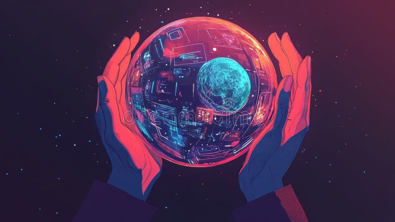 Futuristic Digital Globe with Space Technology Imagery Stock Image ...