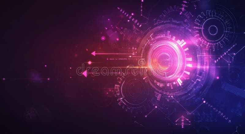 Futuristic Digital Graphic with Intricate Purple Background and Glowing ...