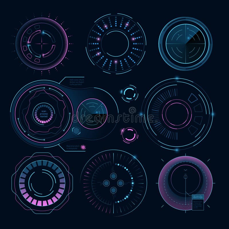 Futuristic Digital Graphics. Hud Radial Shapes for Web Interface Stock ...