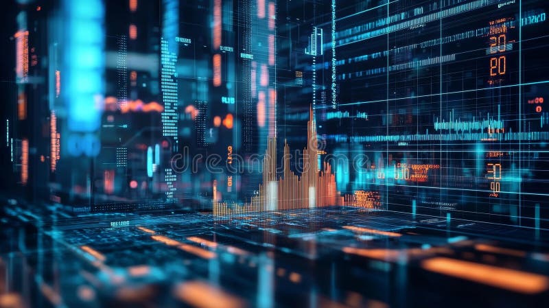 Futuristic Digital Graphs and Data Analytics Interface Stock Photo - Image of techinterface ...