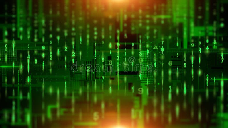Futuristic Digital Green Matrix Style Binary Computer Code Data Security Background 3d