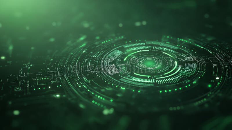 Futuristic Digital Green Technology Interface Stock Illustration ...