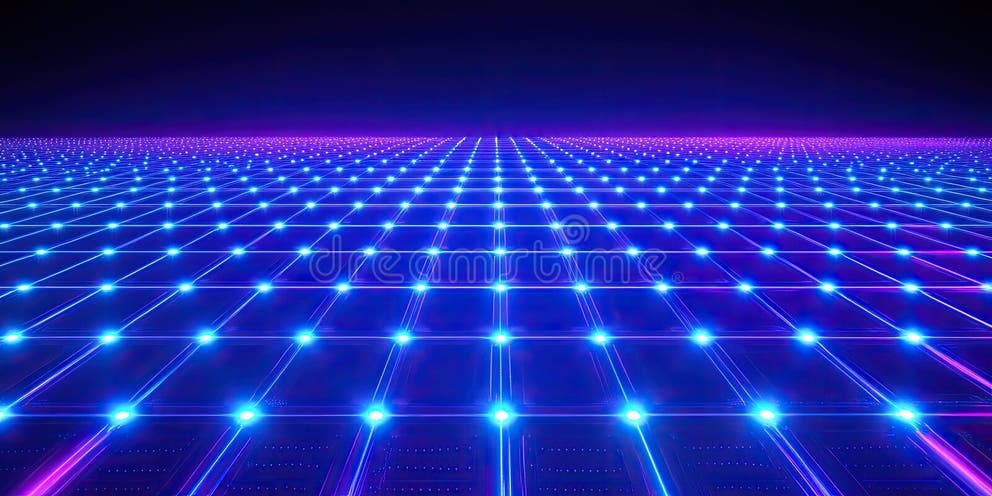 Futuristic Digital Grid Glowing with Blue Lights, Tech Lines, High-Tech ...