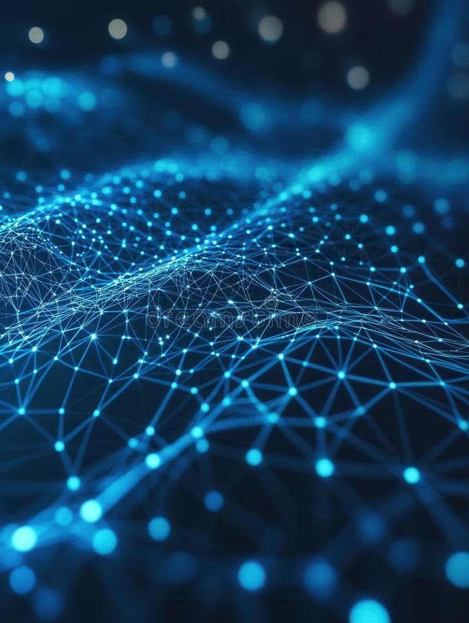 Futuristic Digital Grid with Glowing Nodes and Holographic Effects ...