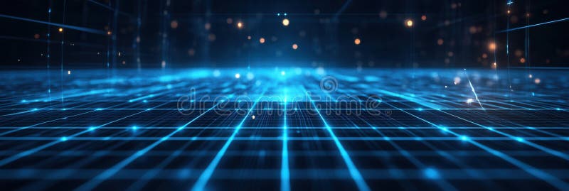 Futuristic Digital Grid with Holographic Effects and Glowing Nodes ...