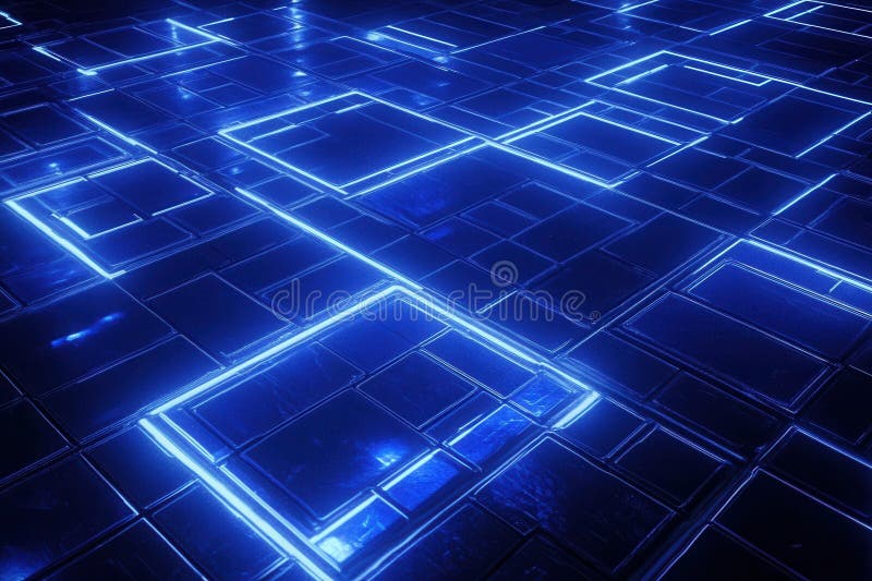 Futuristic Digital Grid with Holographic Effects and Glowing Nodes in ...