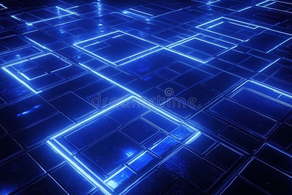 Futuristic Digital Grid with Holographic Effects and Glowing Nodes in ...