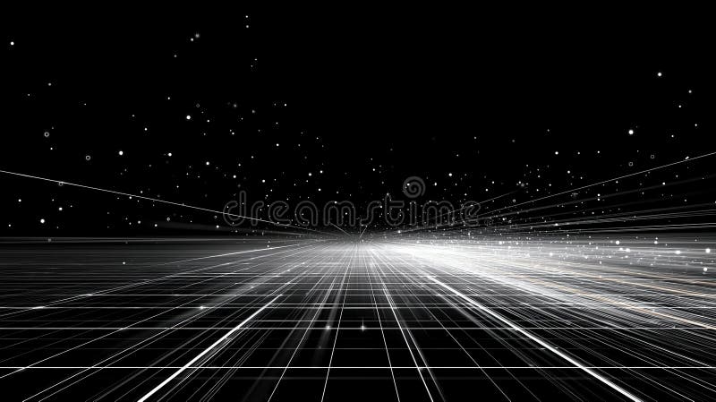 Futuristic Digital Grid Horizon Stock Illustration - Illustration of ...