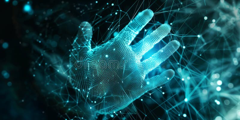 Futuristic digital hand stock illustration. Illustration of protection ...