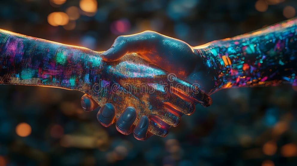 Futuristic Digital Handshake Concept Artificial Intelligence ...
