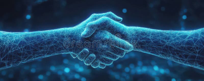 Digital Handshake Formed by Two Hands Symbolizing Technology and ...