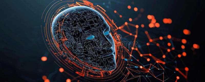 Futuristic Digital Head Design Exploring AI Technology and Neural ...