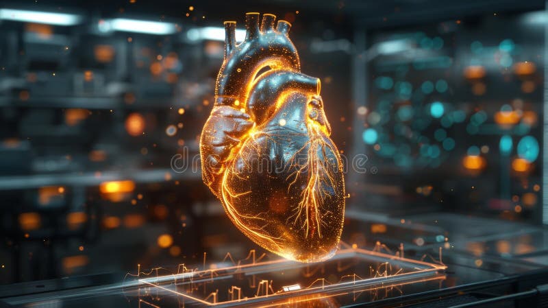 Futuristic Digital Heart in a Lab - Generative Ai Stock Illustration - Illustration of medicine ...