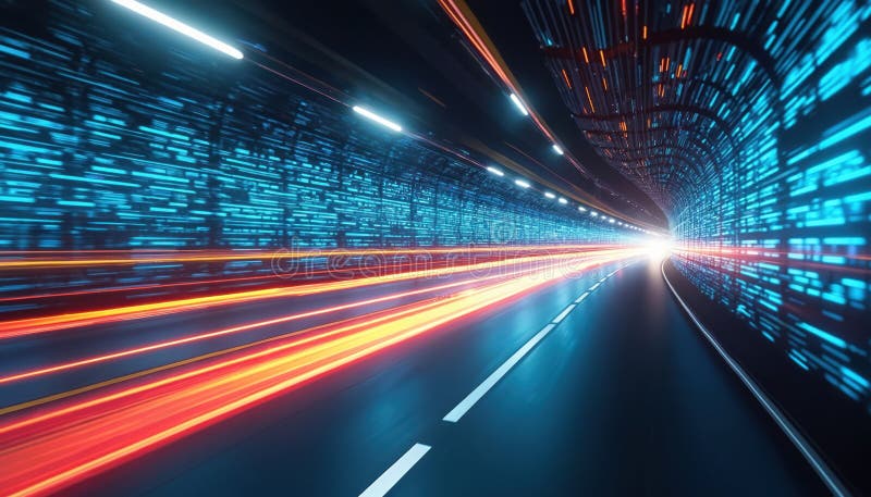 Futuristic Digital Highway. Data Flow, Speed and Motion Concept Stock ...