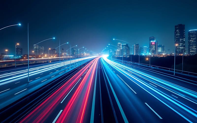 A Futuristic Digital Highway with Dynamic Light Trails, Symbolizing ...