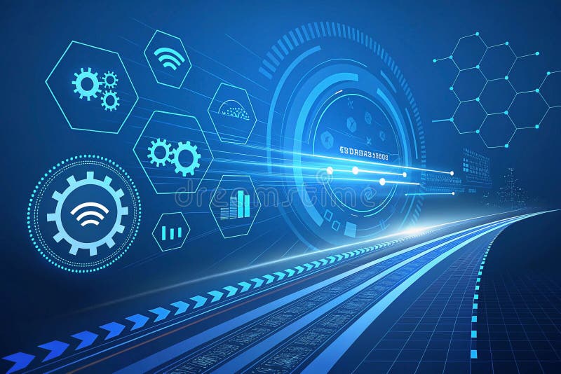 Futuristic Digital Highway with Glowing Icons Representing ...