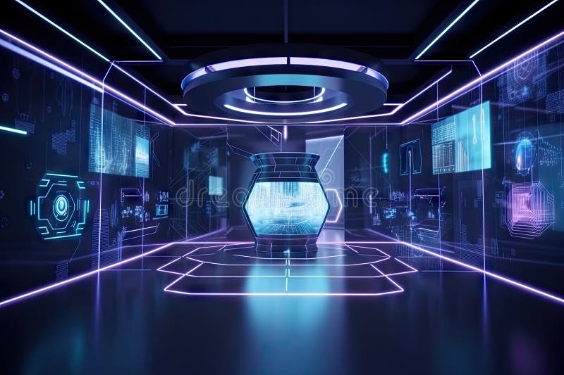 Futuristic Digital Holographic Environment, with Virtual Reality and ...