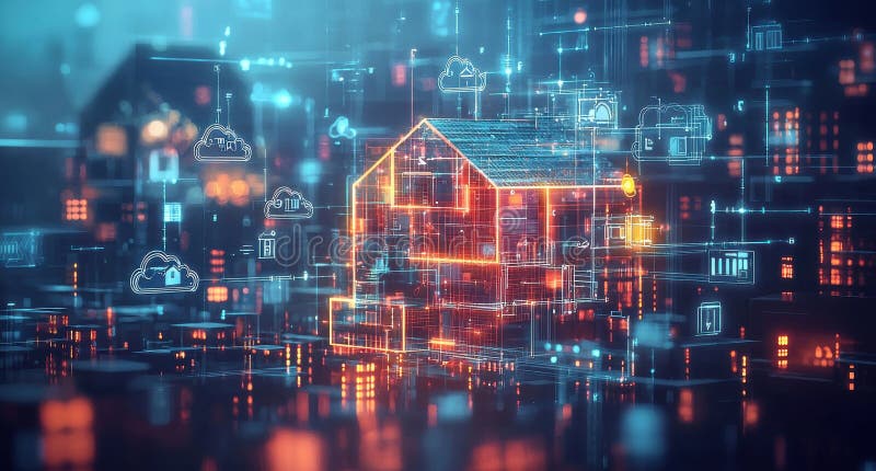 Futuristic Digital Home Technology with AI and Virtual Elements Stock ...