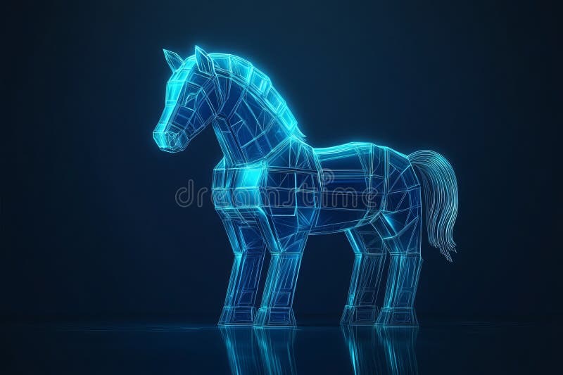 Futuristic Digital Horse Model Created with Neon Line Graphics Stock ...