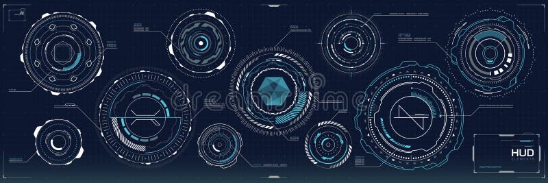 Futuristic Digital HUD Elements, Cyber Technology Stock Illustration ... Futuristic Digital HUD Elements, Cyber Technology Stock Illustration ...