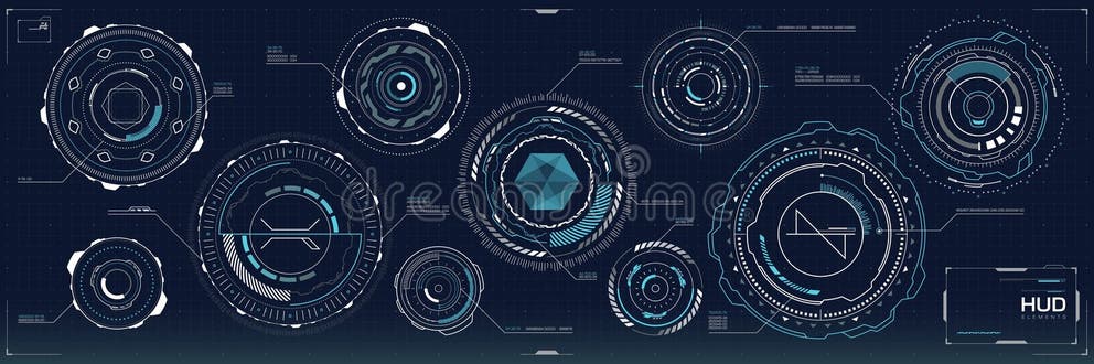 Futuristic Digital HUD Elements, Cyber Technology Stock Vector ...