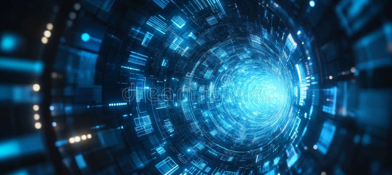 Futuristic Digital HUD Technology Tunnel, Concept for Business ...