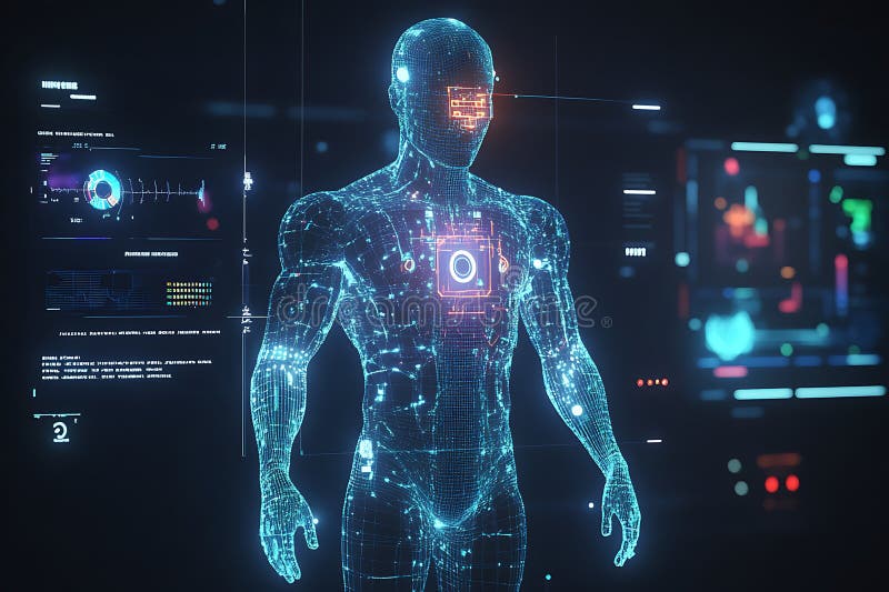 Futuristic Digital Human Body Scan with Data Interface Stock ...