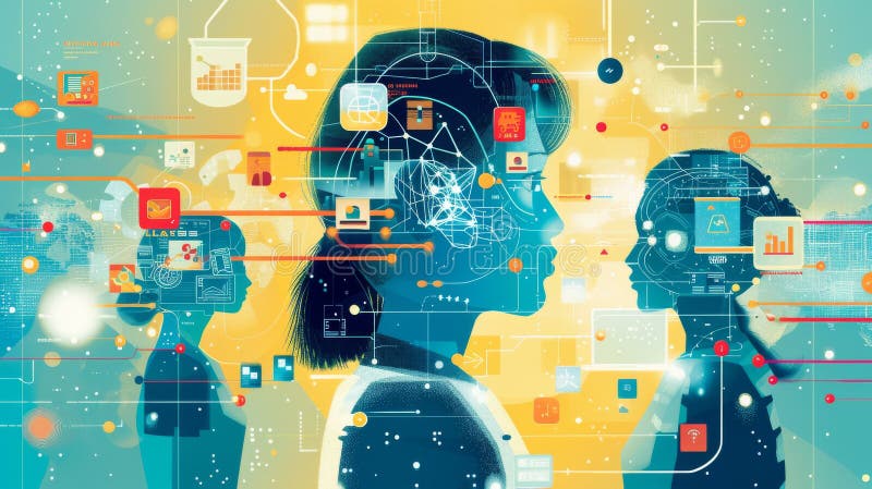 Futuristic Digital Human Brain Interface Design Stock Image - Image of ...