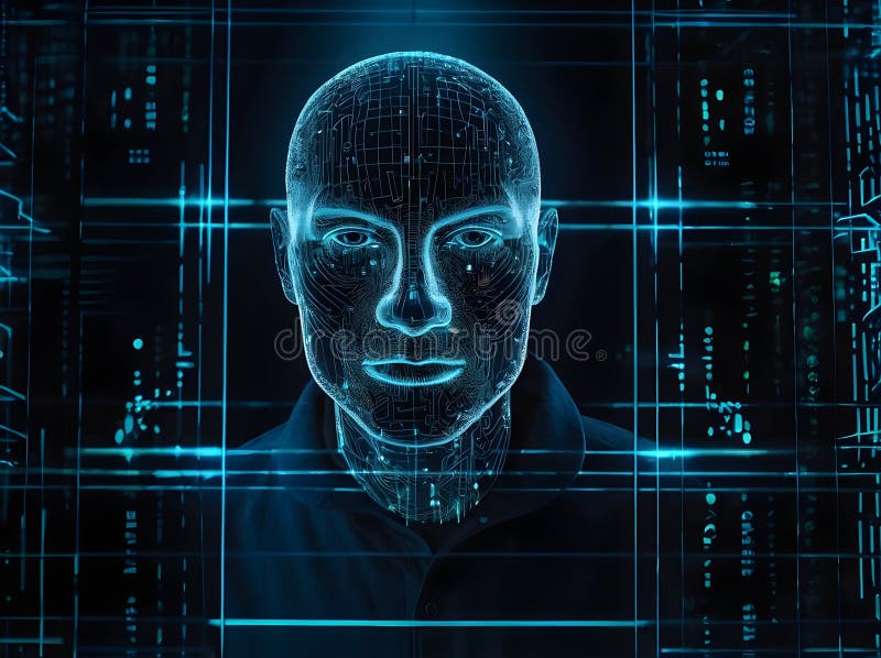 Futuristic Digital Human Face Representation Stock Illustration ...