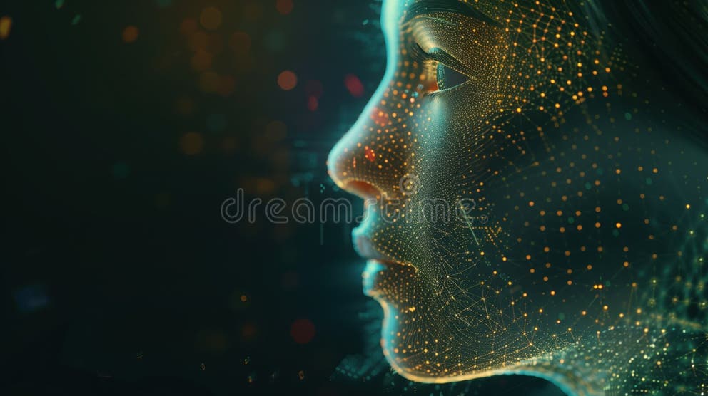 Futuristic Digital Human Face Visualization Stock Illustration ...