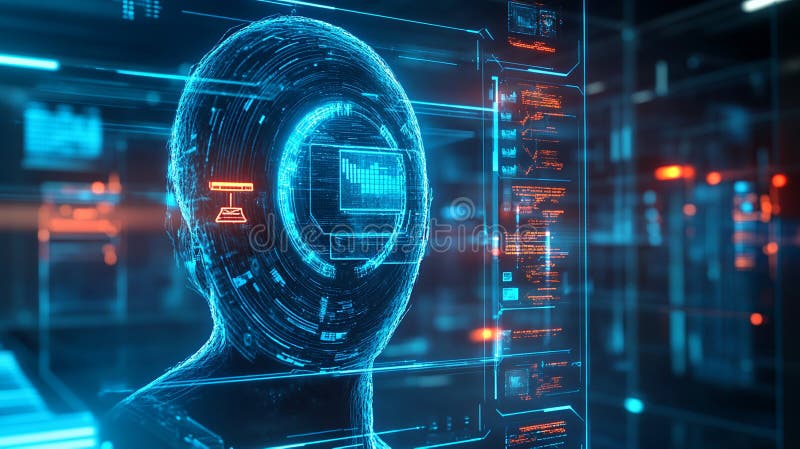 Digital Human Head Futuristic Technology Interface Data Network AI 3D ...