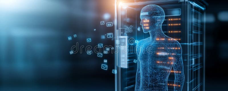 Futuristic Digital Human Hologram in a Hightech Environment Showcasing ...