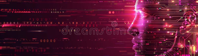 Futuristic Digital Human Profile with Neural Network Pattern in Pink ...