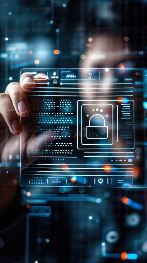 Futuristic Digital Identification Concept Showing a Person Interacting ...