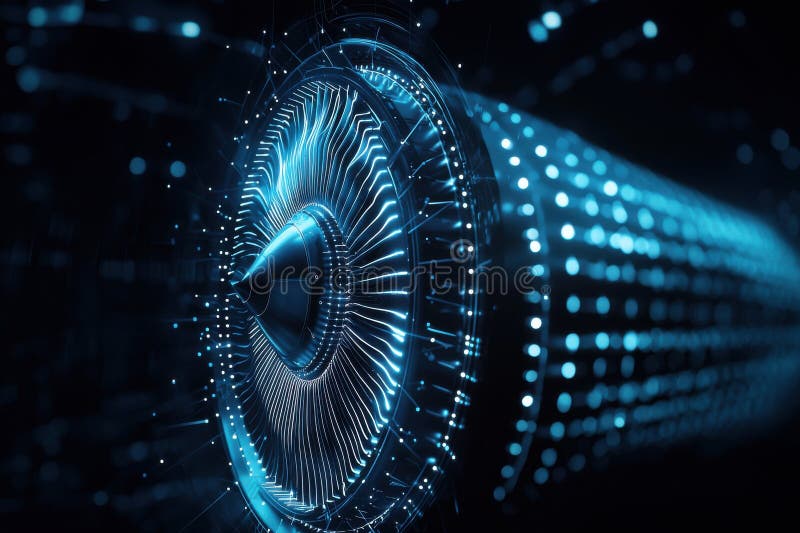 Futuristic Digital Illustration of an Aircraft Engine in Motion Stock ...