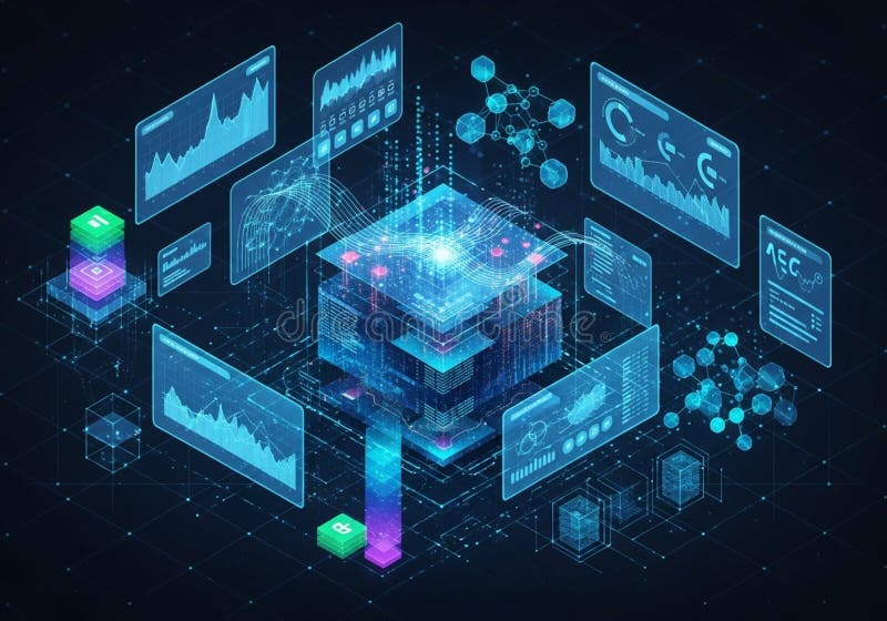 Futuristic Digital Illustration Depicting Artificial Stock Illustration - Illustration of ...