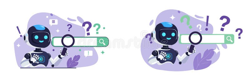AI Chatbot Searching and Query Assistance Illustration Stock Vector ...